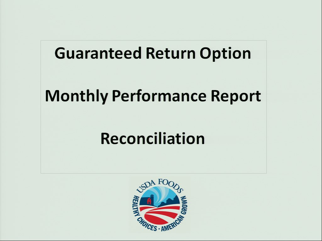 Guaranteed Return Option MPR Reconciliation Example